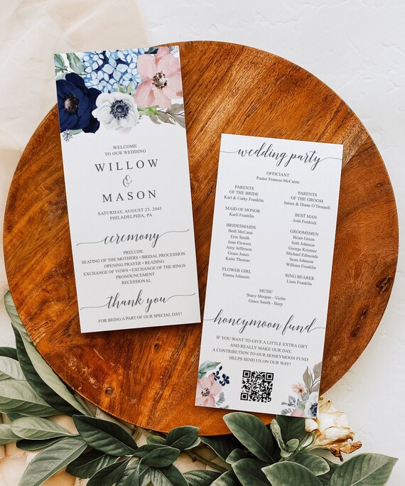 Wedding Program Template Elegant Programs for Wedding - Etsy
