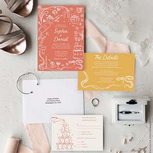 Hand Drawn Wedding Invitations Template, Printable Wedding Invitation ...