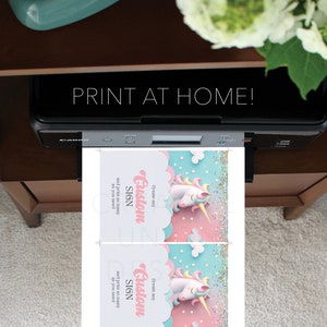 Editable Custom Sign Template, Sparkle Unicorn, Custom Birthday Party ...