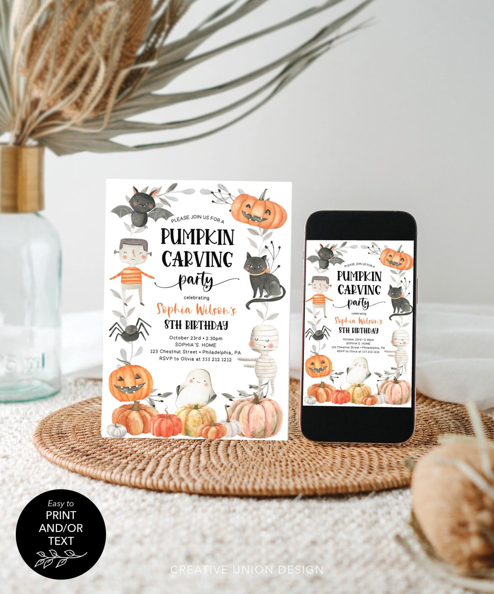 Pumpkin Carving Party Invitation Template, Halloween Party Invite ...