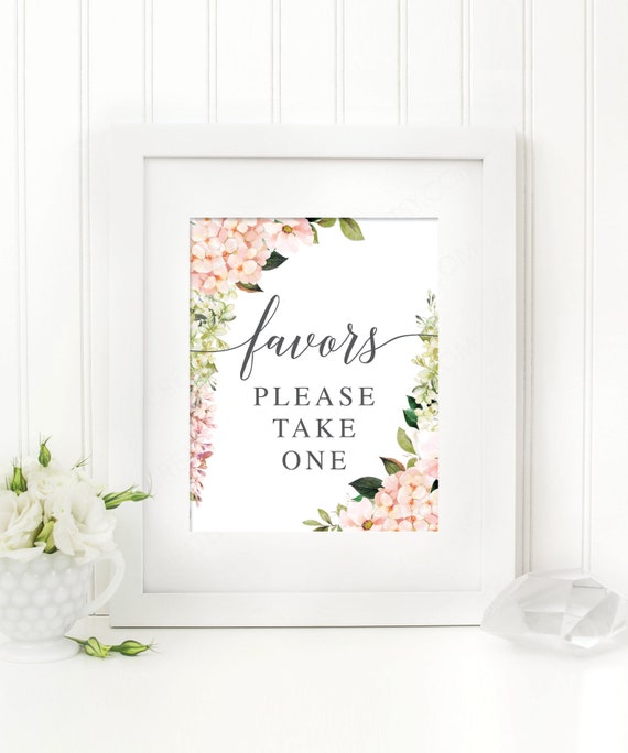 Hydrangea Favors Sign - Please Take One - 8x10 Printable Favors Sign ...