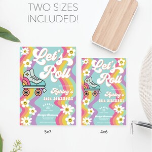 Let's Roll Roller Skate Birthday Party Invitation Template Daisy ...