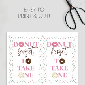 Editable Donut Favor Sign Template, Take One Sign, Donut Favors ...