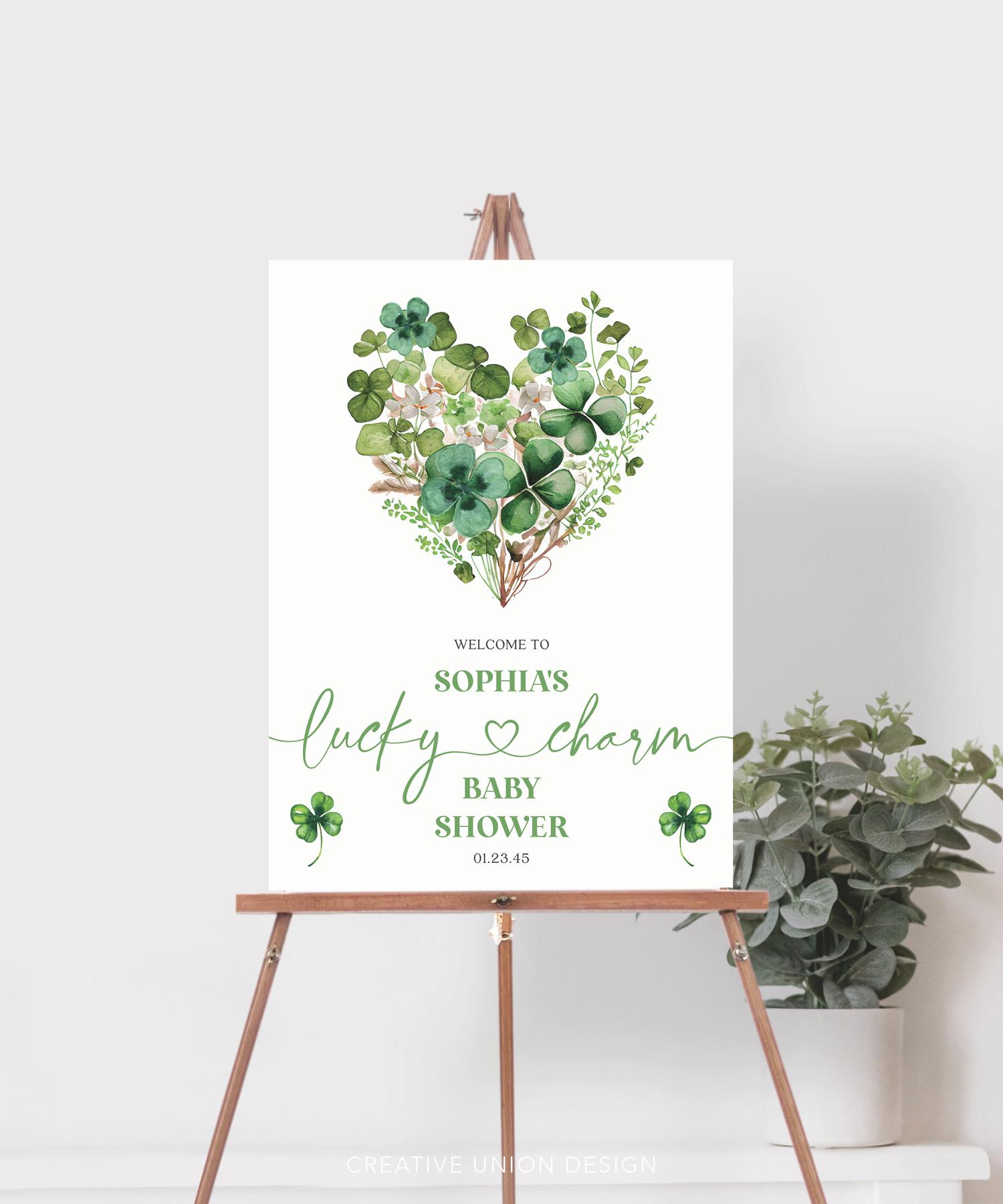 Lucky Charm Baby Shower Welcome Sign Template, Printable Baby Shower ...