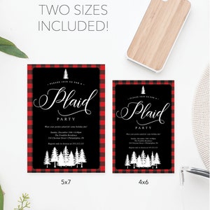 Plaid Party Invitation Template, Flannel Christmas Party Invite ...