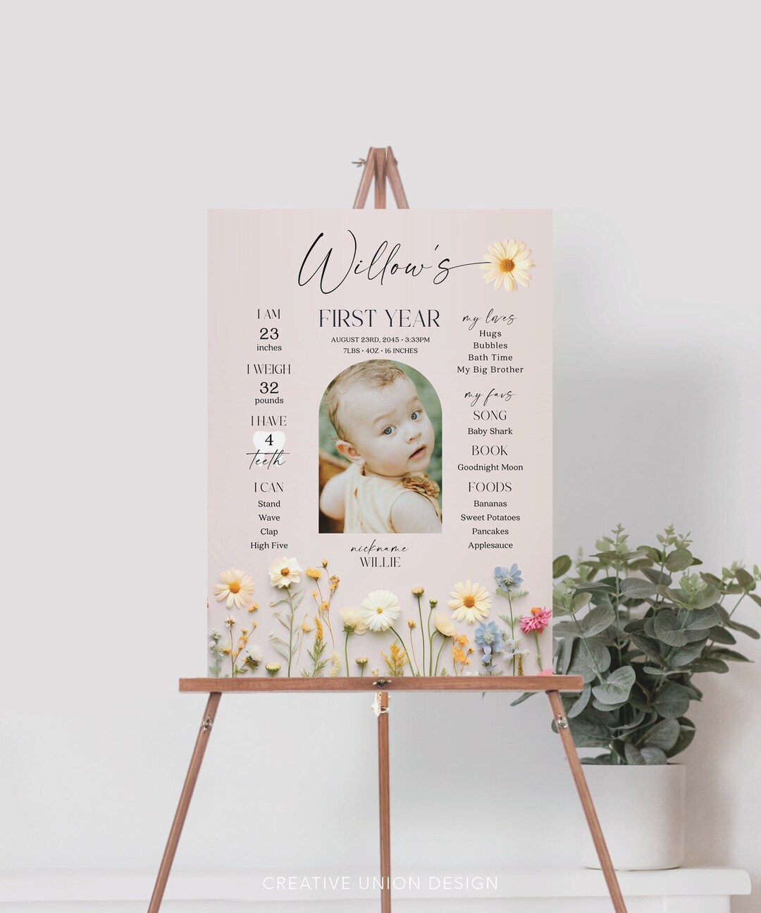 Baby Milestone Board, 1st Birthday Sign Template, Milestone Sign, Girl ...