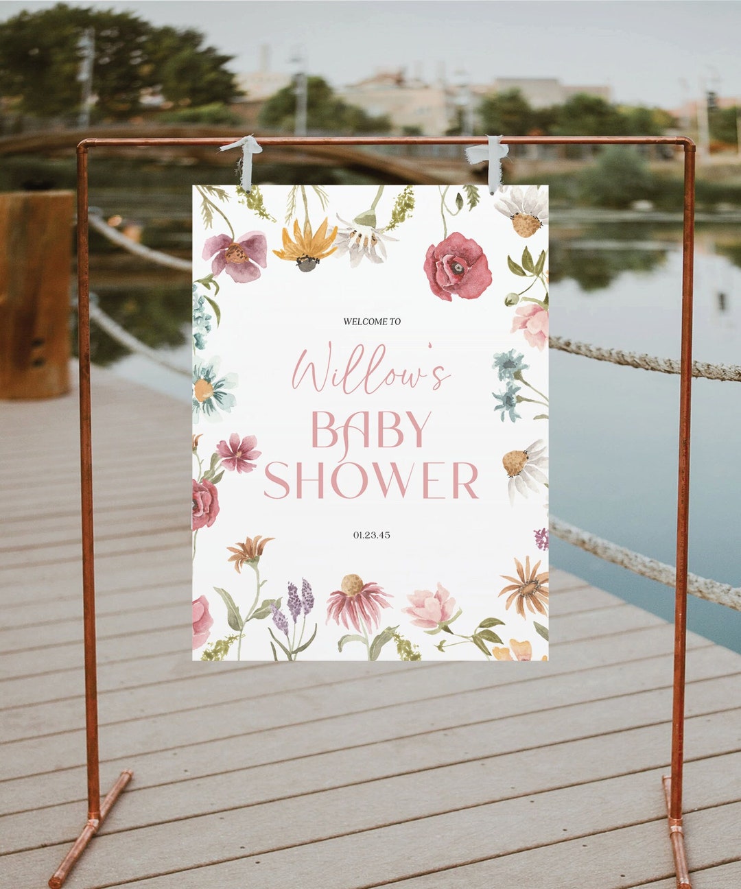 Boho Baby Shower Welcome Sign Template, Wildflower Welcome Baby Shower ...
