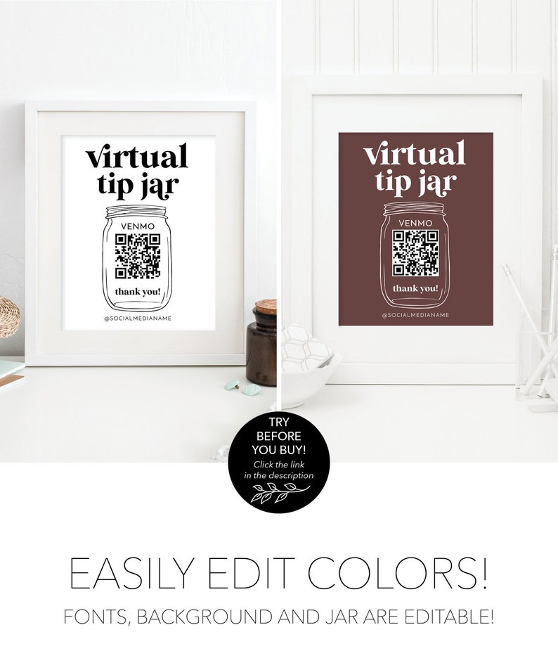 Printable Virtual Tip Jar Sign Venmo QR Code Sign Tips - Etsy Printable Virtual Tip Jar Sign Venmo QR Code Sign Tips - Etsy