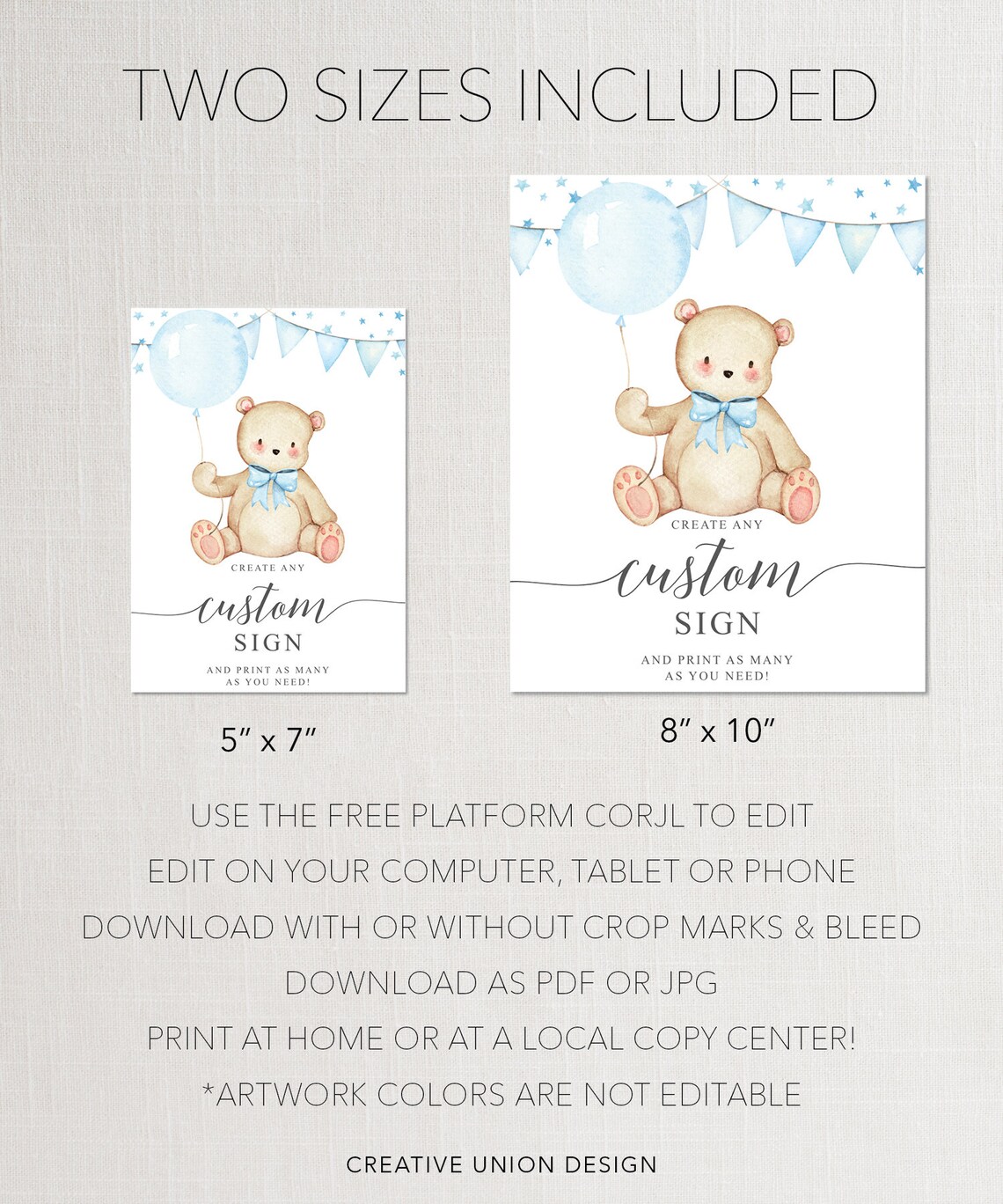 Editable Custom Sign Template Custom Baby Shower Sign Boy - Etsy