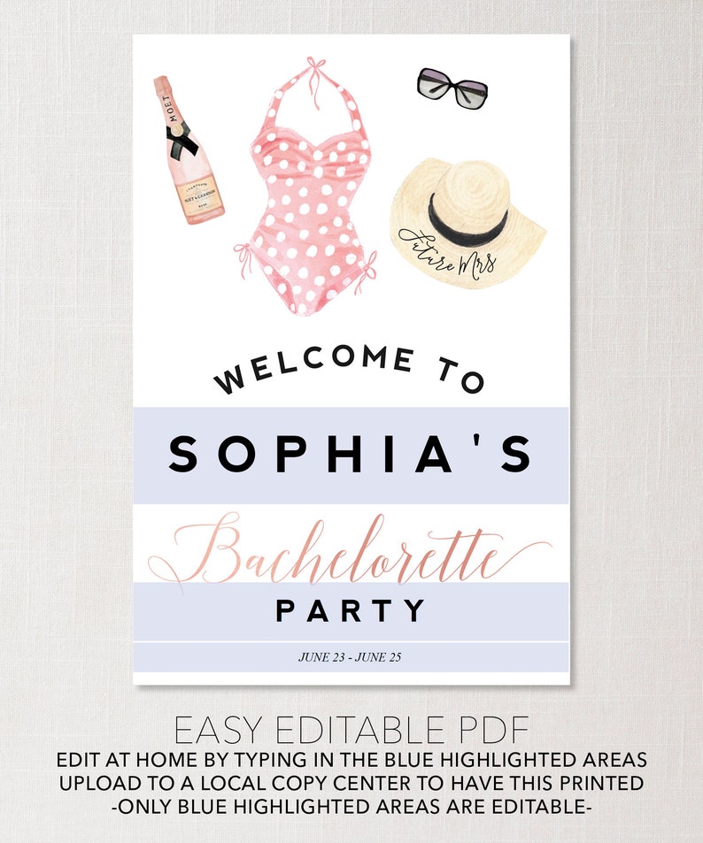 Bachelorette Party Welcome Sign Welcome Bachelorette Weekend - Etsy