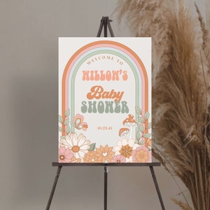 Groovy Baby Editable Baby Shower Welcome Sign Template, Welcome Baby ...