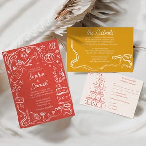 Hand Drawn Wedding Invitations Template, Printable Wedding Invitation ...