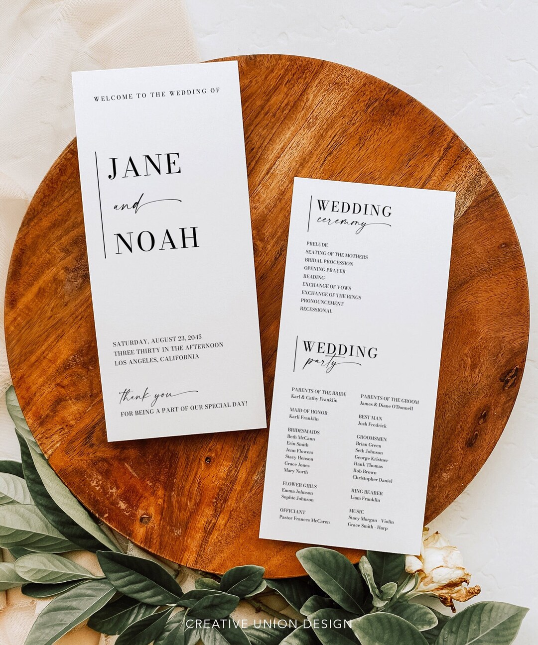 Minimal Aesthetic Wedding Program Template, Minimal Programs for ...