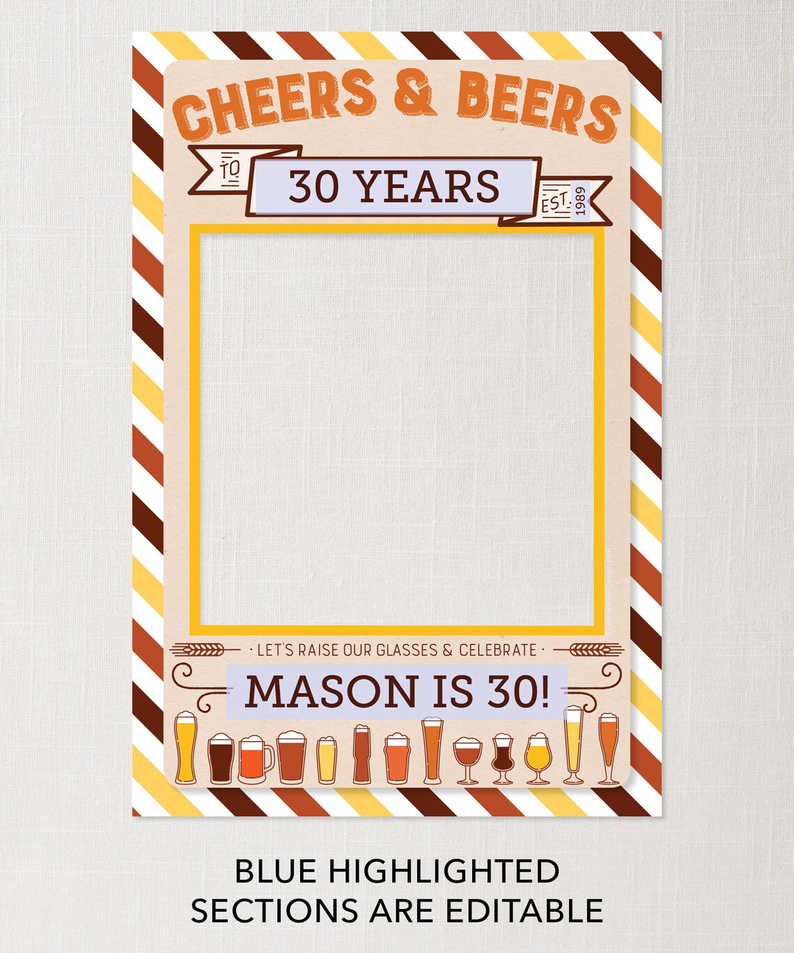 Cheers & Beers Birthday Photo Prop Any Age Photo Prop - Etsy