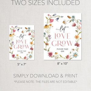 Let Love Grow Sign, Favors Sign, Boho Bridal Shower Sign File, Bridal ...