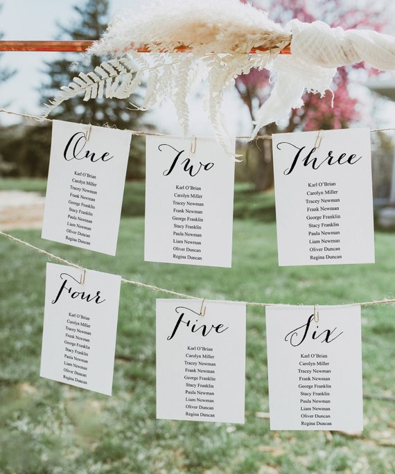 Wedding Seating Chart Template, Printable Seating Cards, Table ...