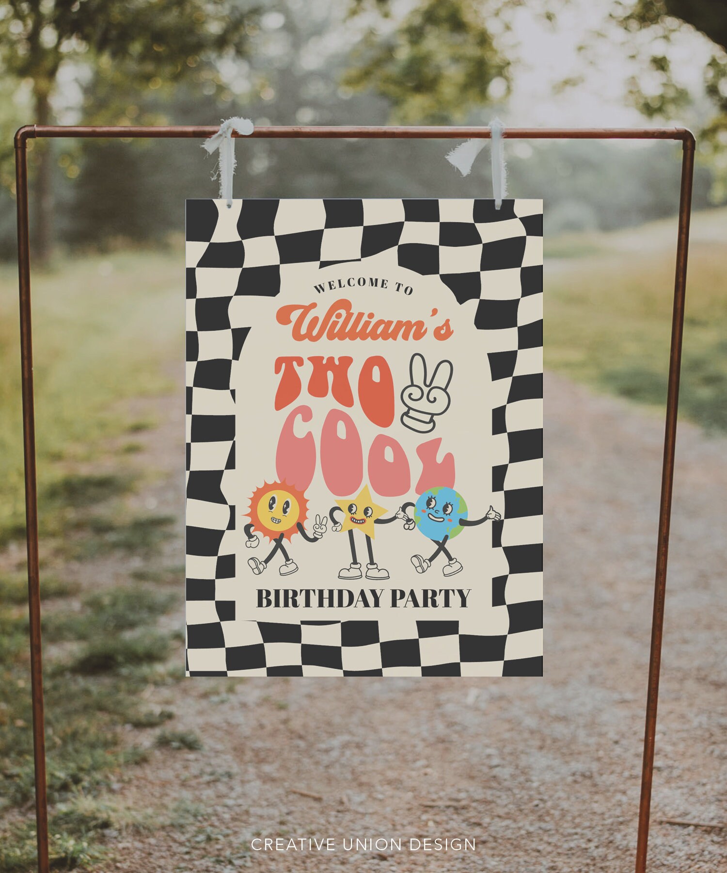 Editable Retro Welcome Sign Template, Two Cool, Welcome Boy Birthday ...