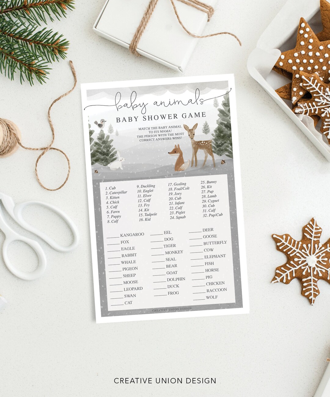 Woodland Baby Animals Baby Shower Game, Baby Shower Games, Who's My ...