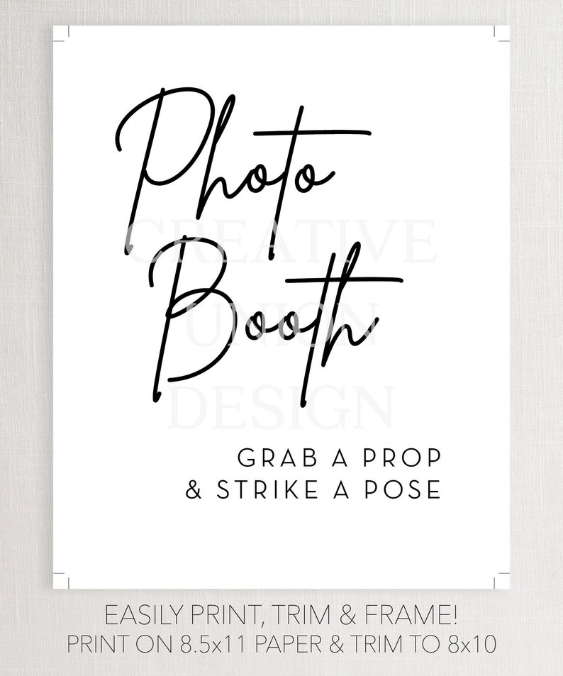 Photo Booth Table Sign File 8x10 Printable Sign Grab A Prop - Etsy