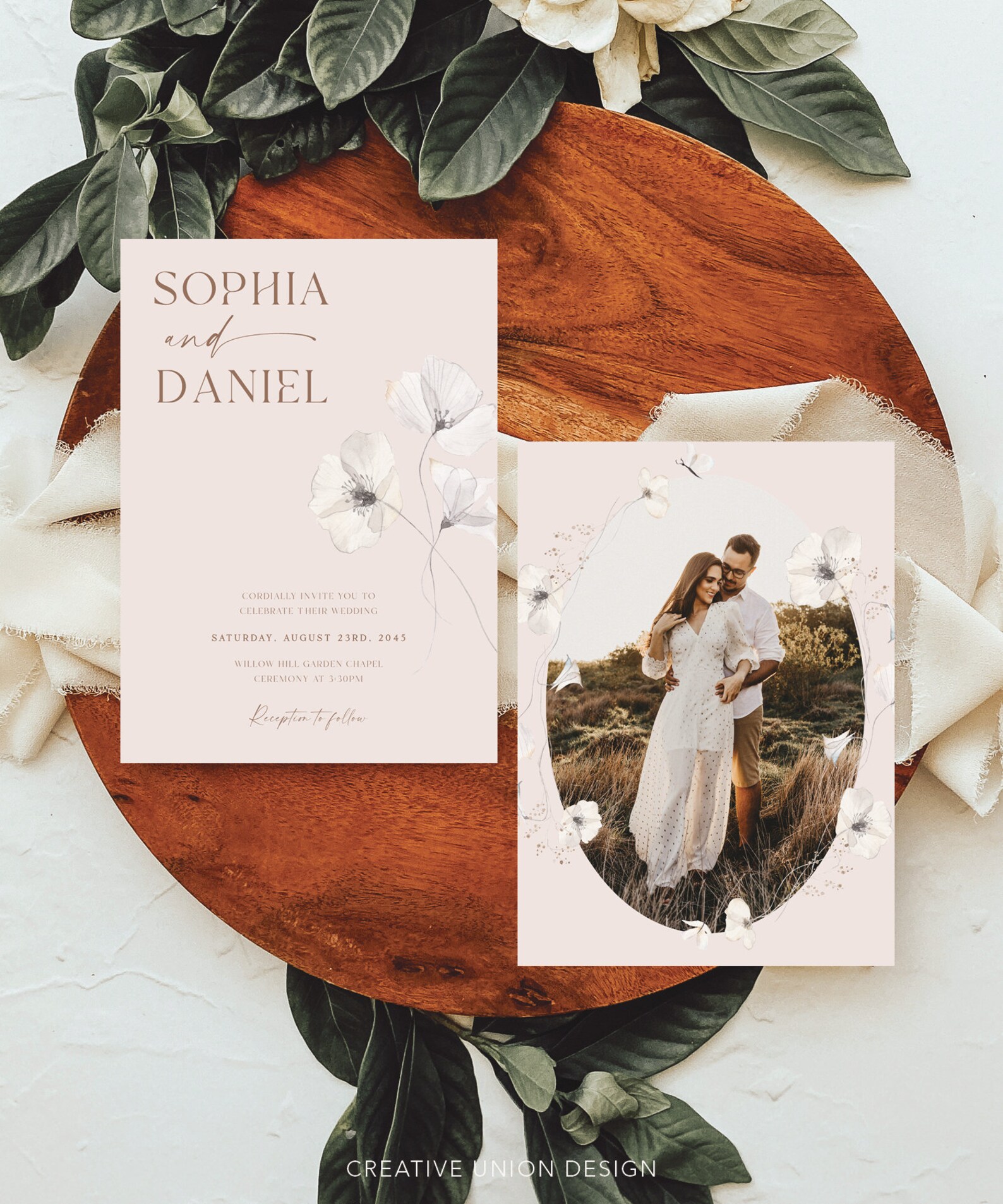 Neutral Minimal Boho Wedding Invitation Template Set - Etsy