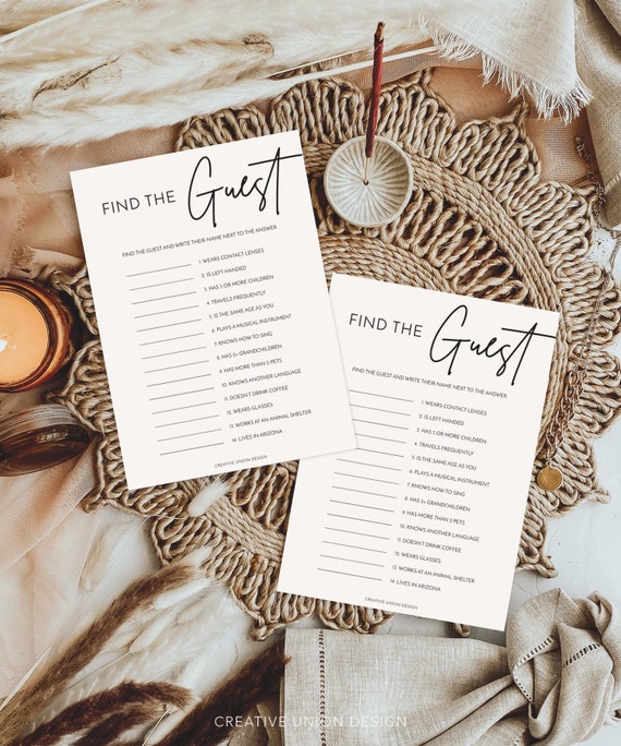 Find The Guest Game, Bridal Shower Game Template, Editable Bachelorette ...