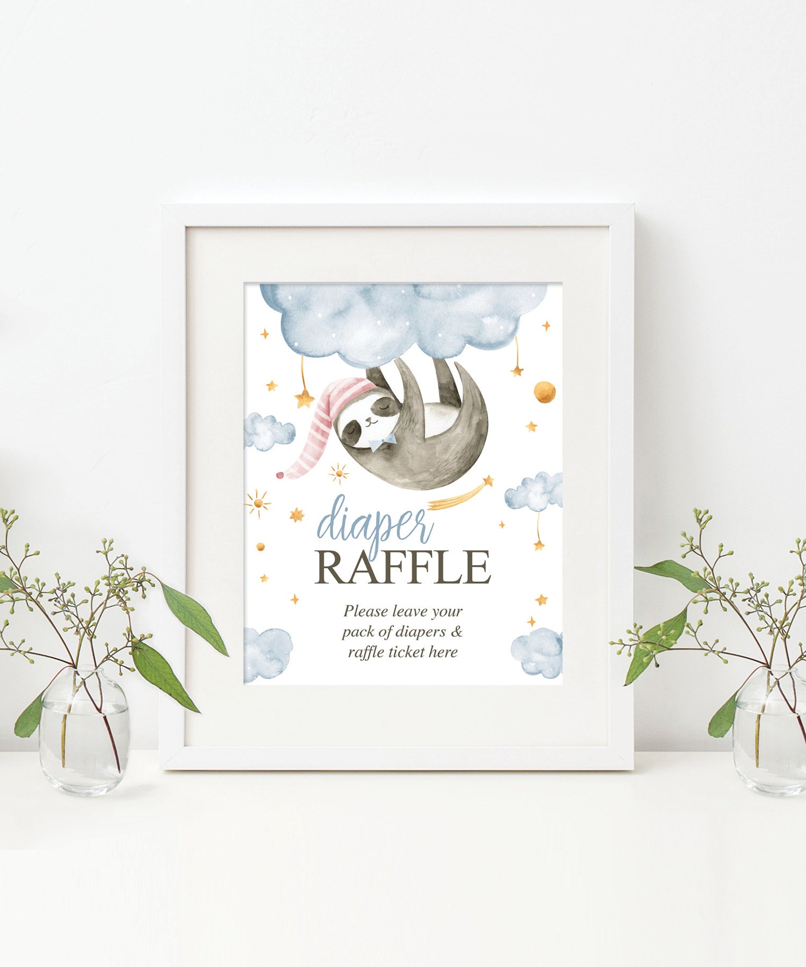 Sloth Diaper Raffle Baby Shower Diaper Raffle Diaper | Etsy