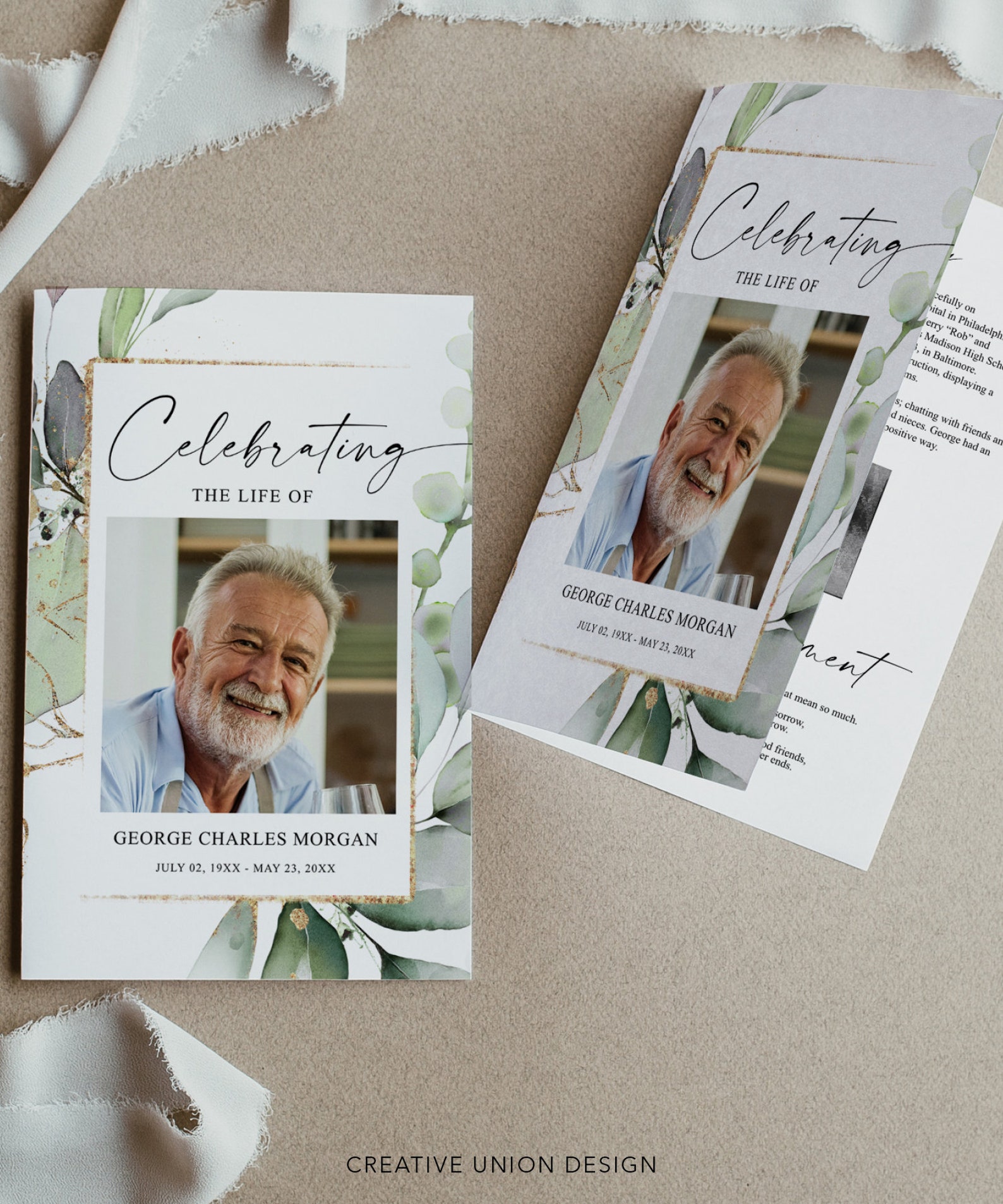 Funeral Program Template for Man Printable Celebration of - Etsy