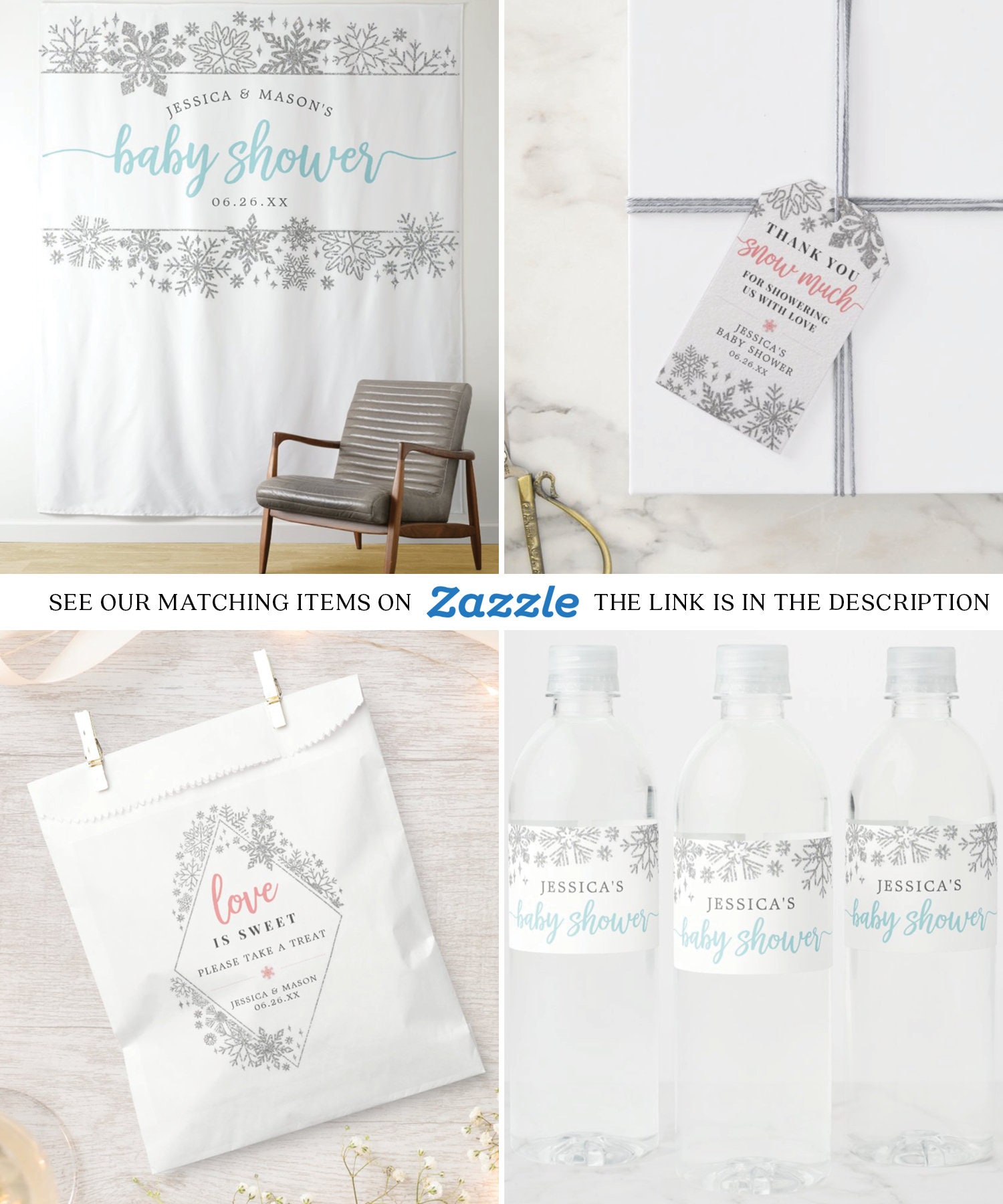 Frosty Snowflake Boy Baby Shower Bingo, 60 Unique Game Sheets, Blue ...