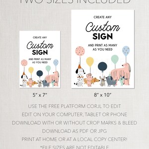 Dog Party Custom Sign Template, Editable Birthday Party Sign, Favors ...