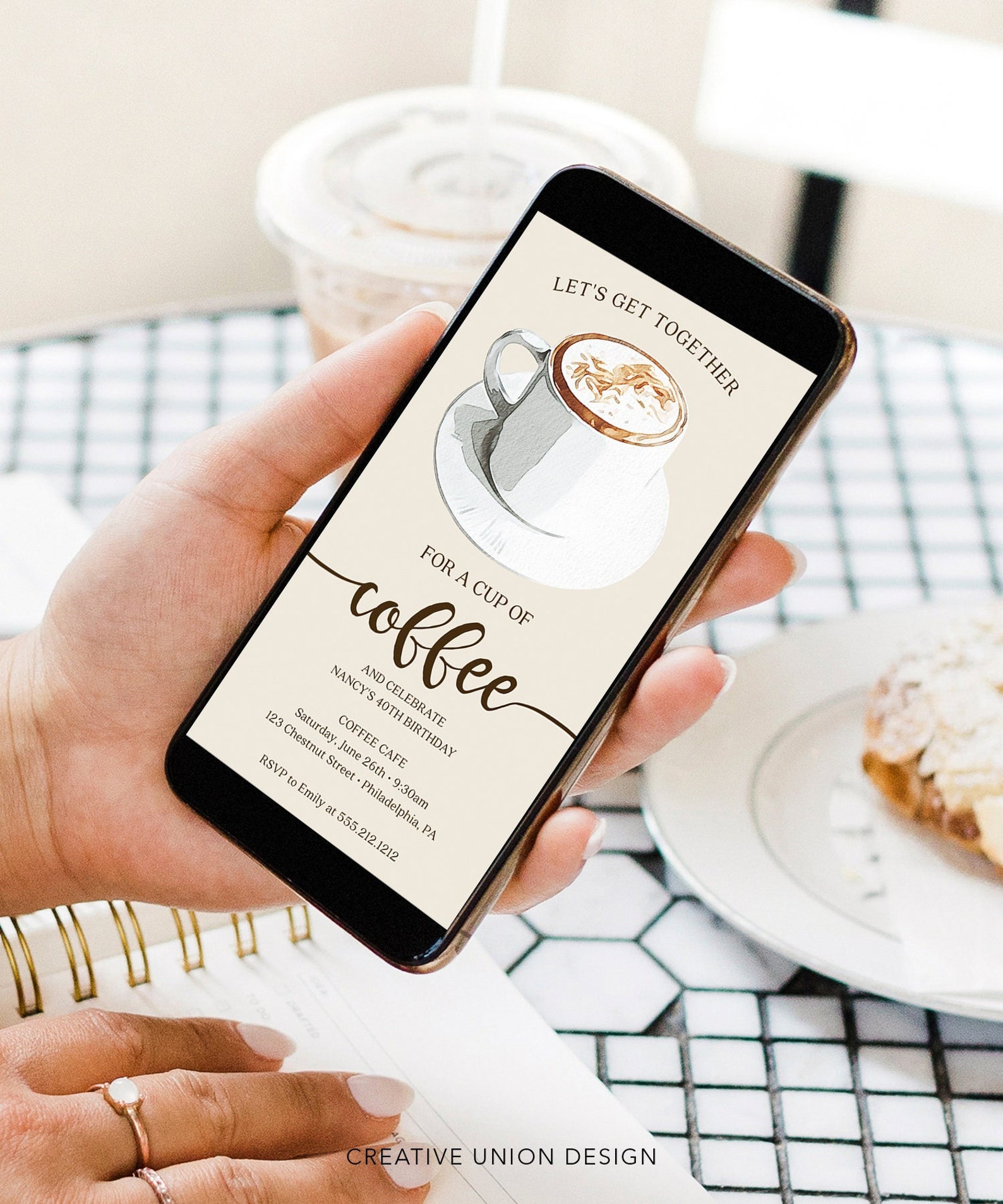 Coffee Invitation, Coffee Get Together Invite, Coffee Meet up Digital ...