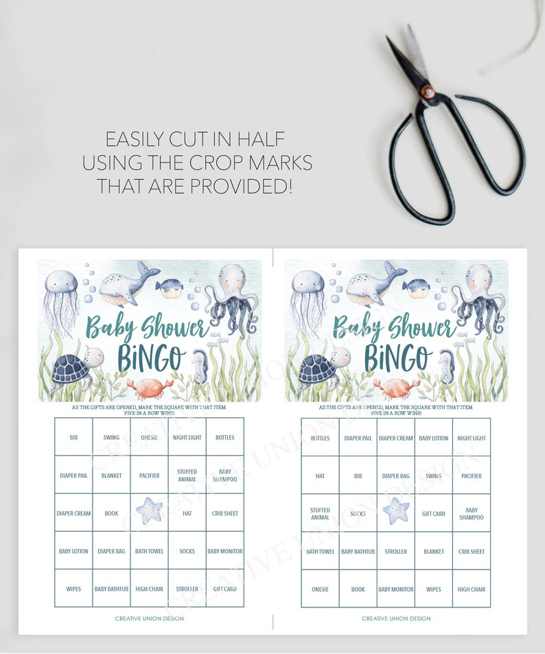 Under the Sea Baby Shower Bingo 60 Unique Game Sheets Baby - Etsy