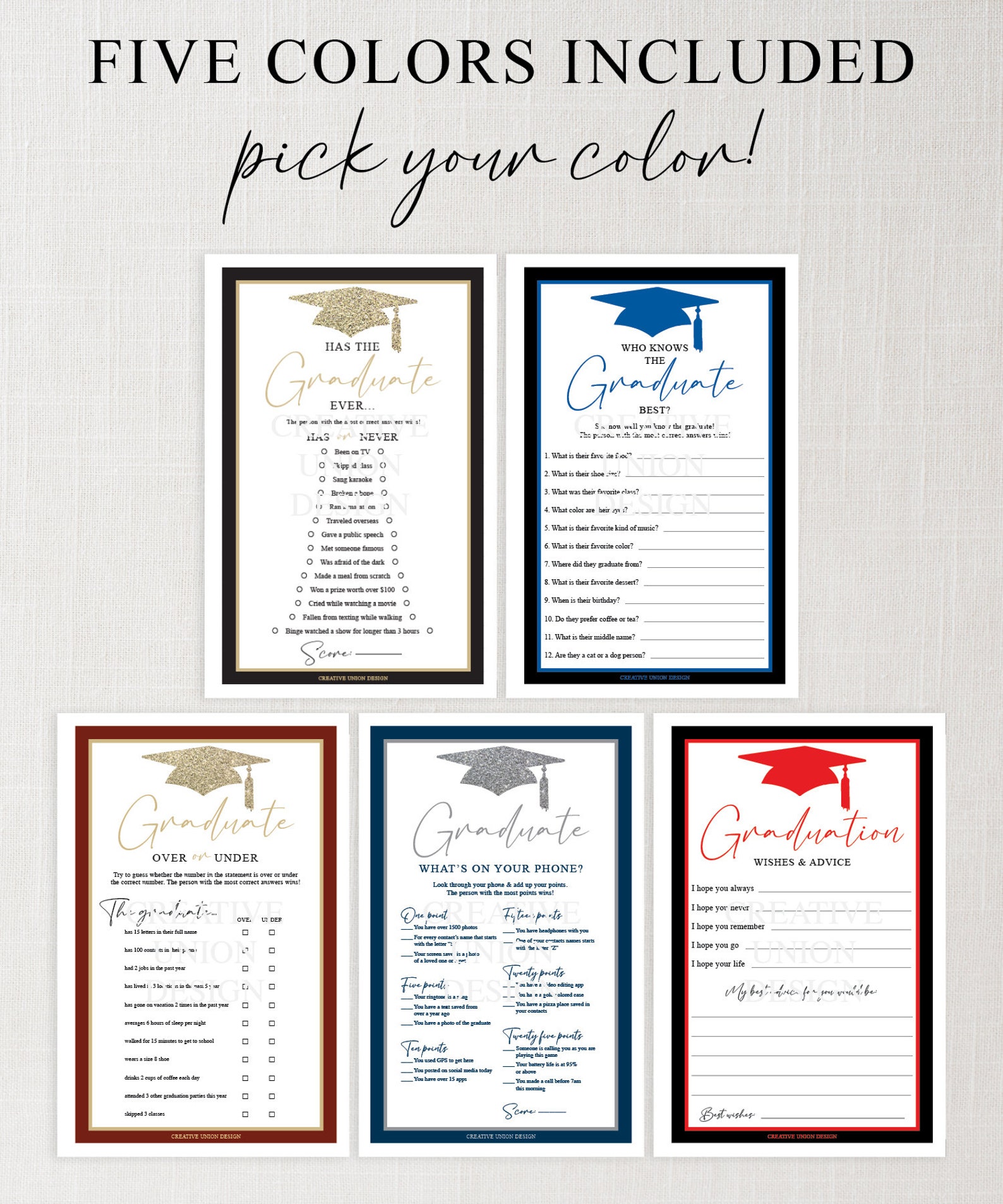 Graduation Party Games Bundle 6 Graduate Games Package - Etsy