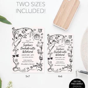 Hand Drawn Bachelorette Party Invitation and Itinerary Template ...