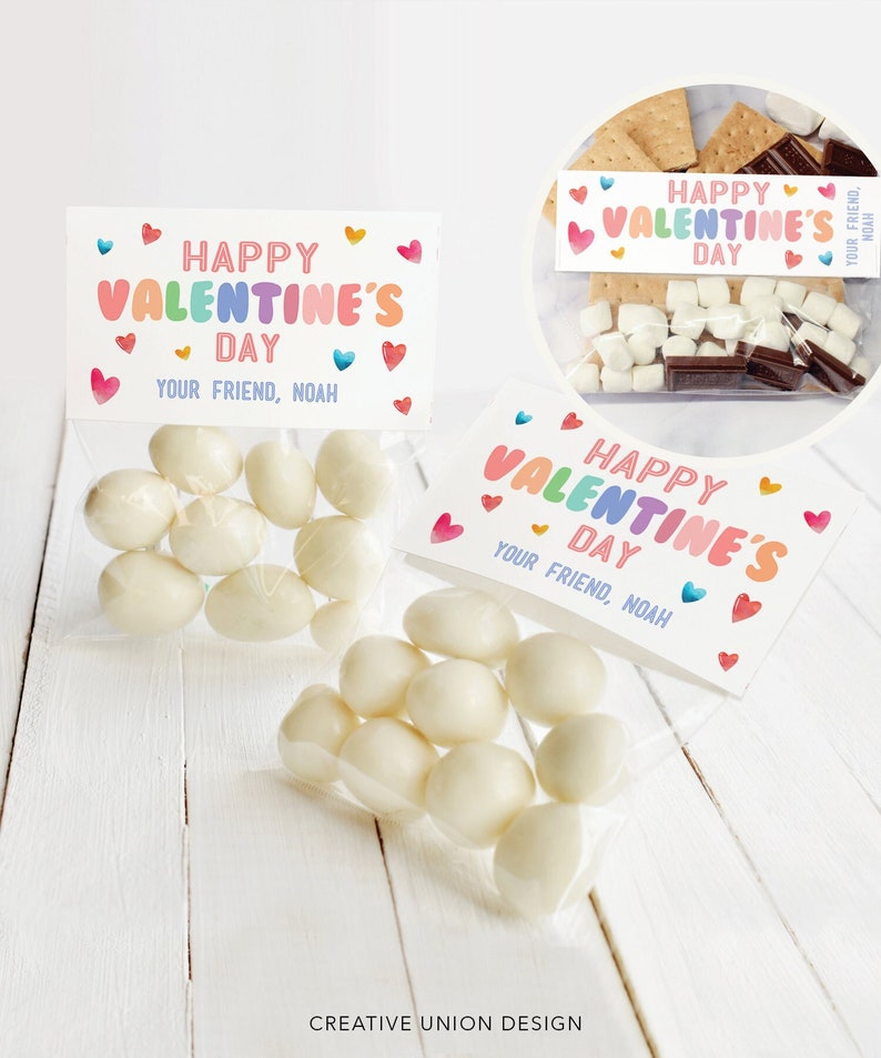 Editable Valentine's Day Treat Bag Topper Valentine Cards - Etsy