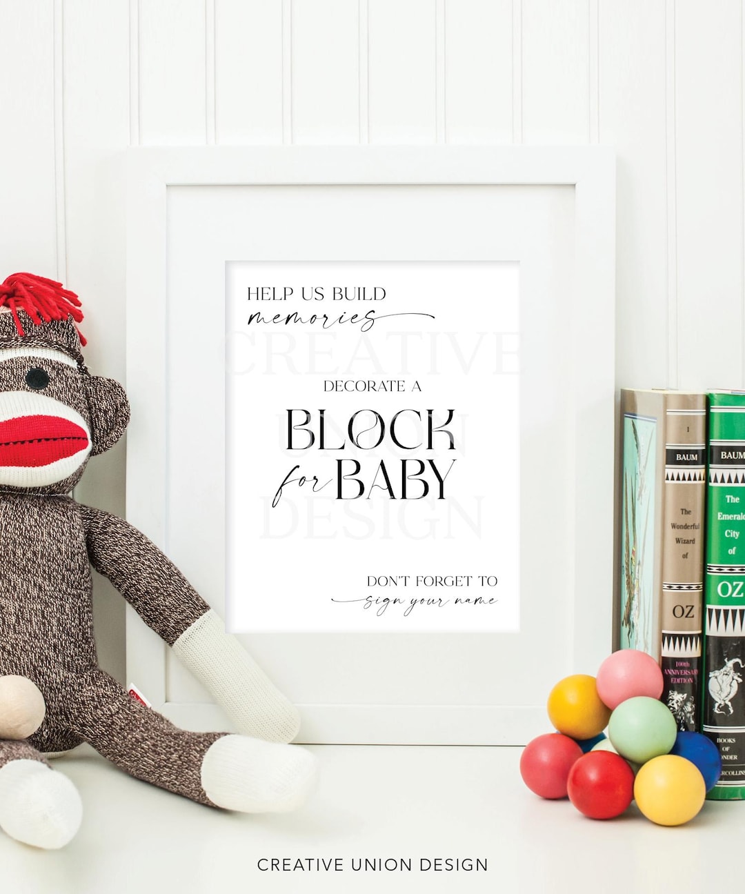 Decorate A Baby Block Sign File, Baby Shower Activity, Minimalist Baby ...