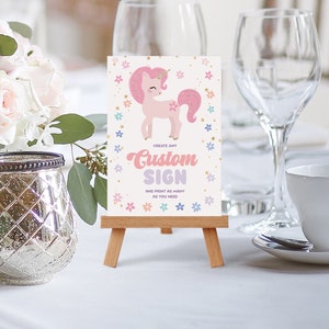 Rainbow Unicorn Editable Custom Sign Template, Custom Birthday Party ...