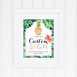 Editable Custom Sign Template, Favors, Gifts and Cards, Printable Table ...