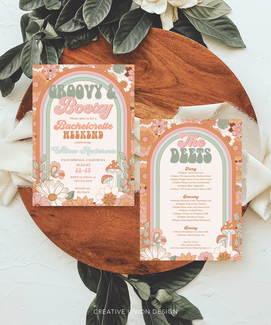 Groovy & Boozy Bachelorette Weekend Invitation and Itinerary Groovy ...