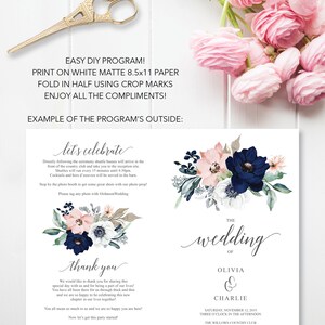 Folded Wedding Program Template Printable Wedding Program | Etsy