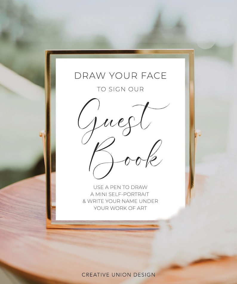 Draw Your Face Guest Book Sign Template Personalized Welcome Signs ...