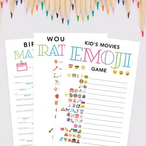Kids Birthday Printable Games Bundle, Birthday Party Games, Birthday ...