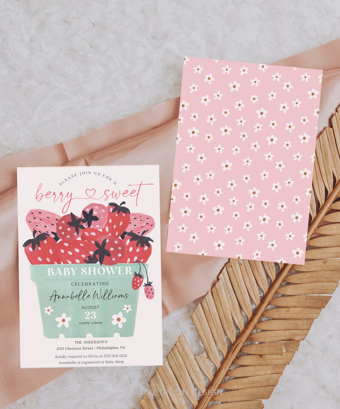 Berry Sweet Baby Shower Invite Template, Strawberry Baby Shower ...