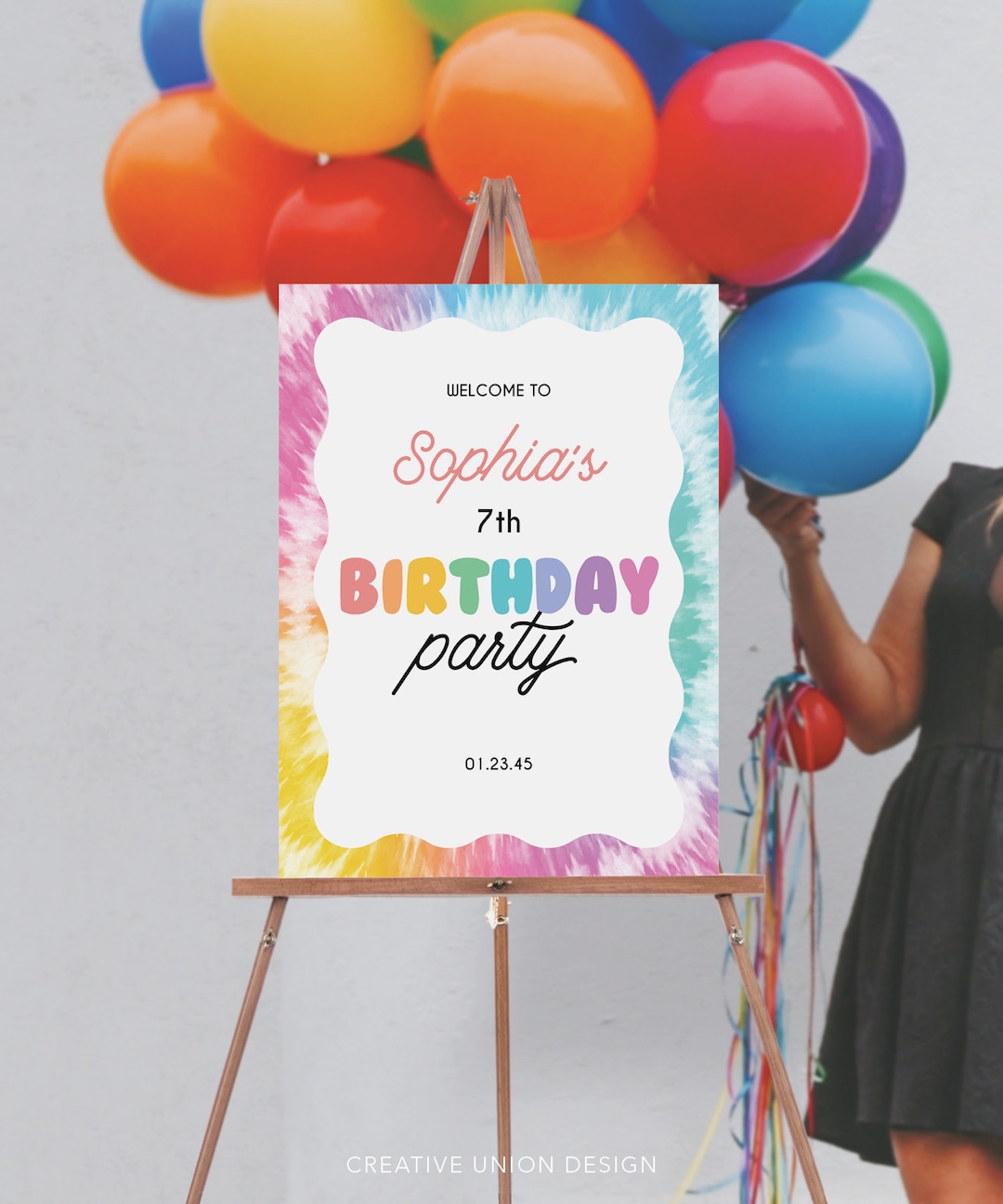 Tie Dye Birthday Party Welcome Sign Template, Welcome Printable ...