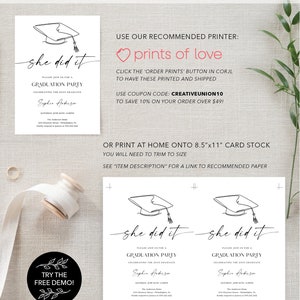 Minimalist Graduation Party Invite Template, Modern Graduation ...