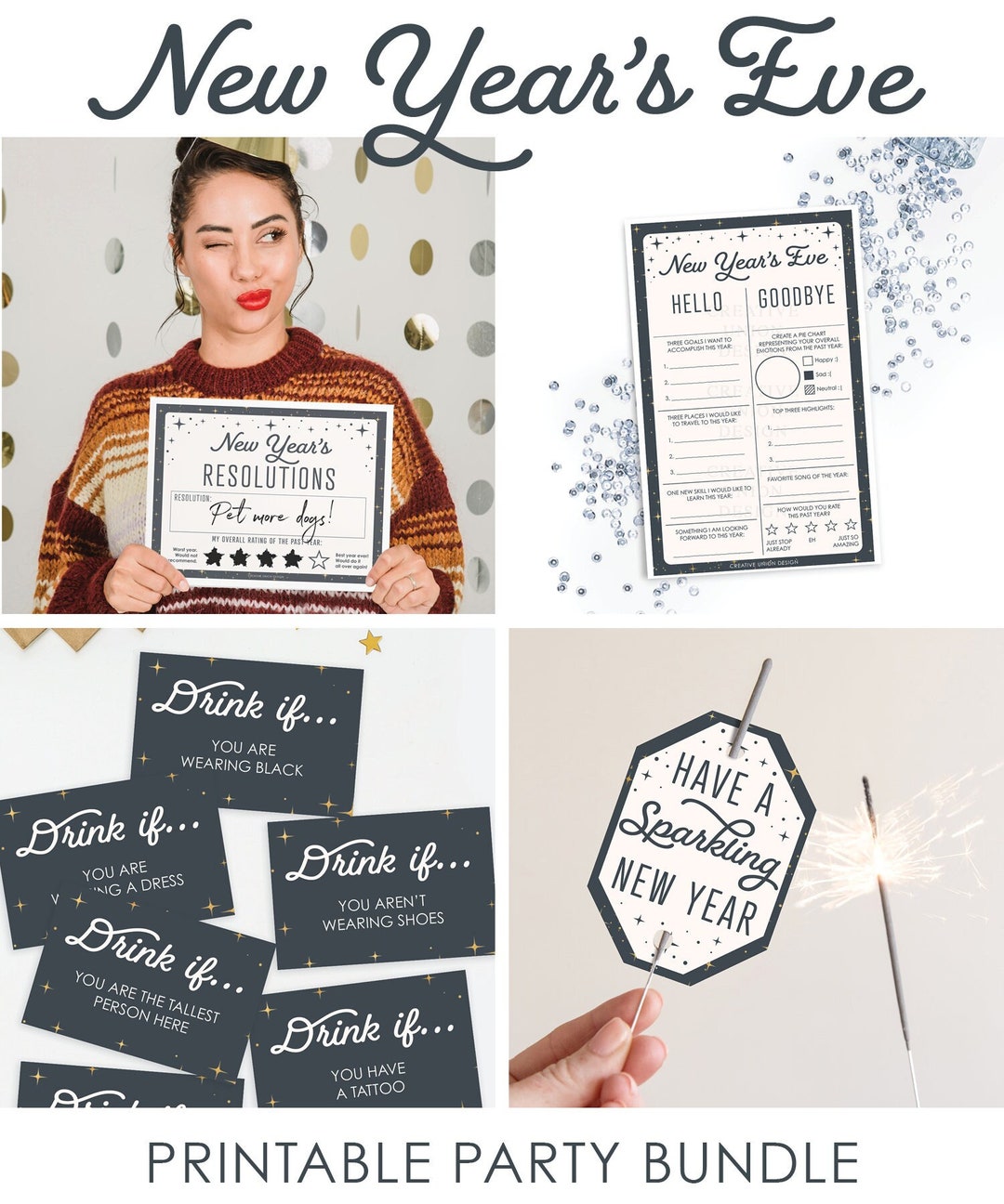New Years Eve Printable Party Bundle, New Year's Eve, New Year's Eve ...