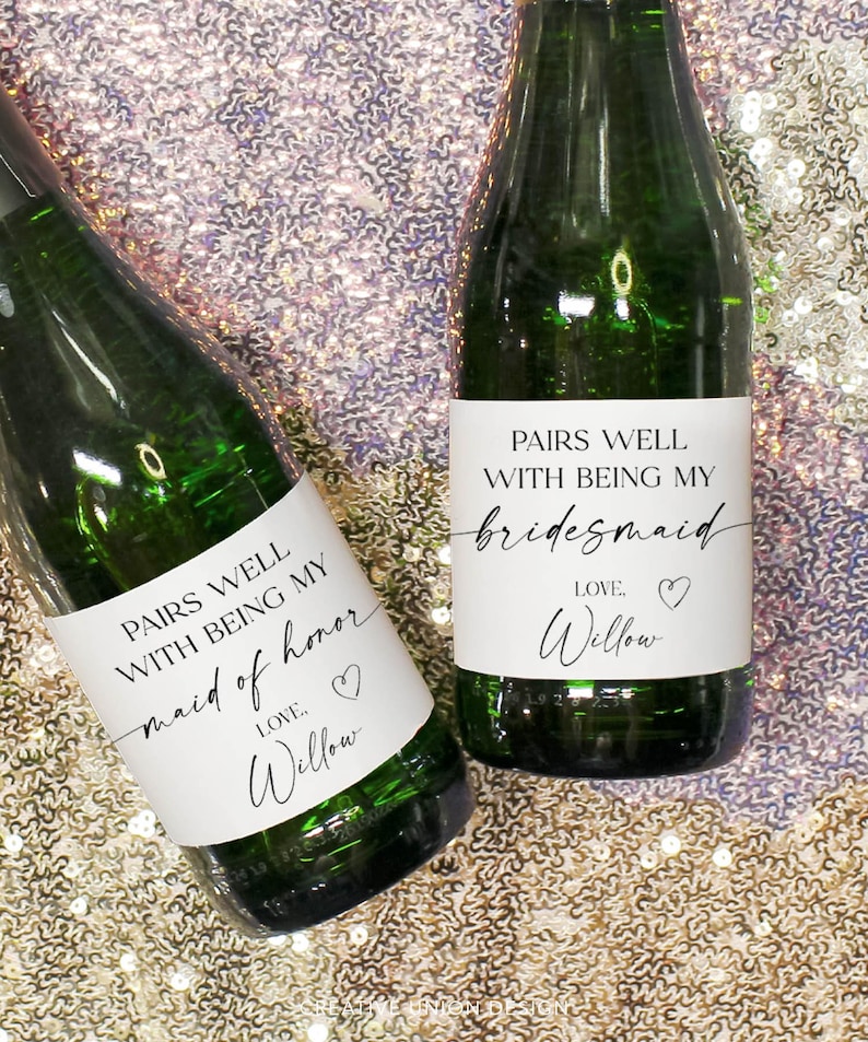 Bridesmaid Mini Champagne Labels Template Printable Bridesmaid Proposal ...
