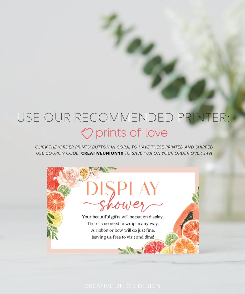 Display Shower Insert Card Template, Printable Insert Card, Display ...