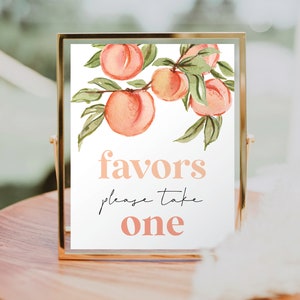 Peach Favors Sign, 1st Birthday Sign File, Printable, Baby Shower, Baby ...