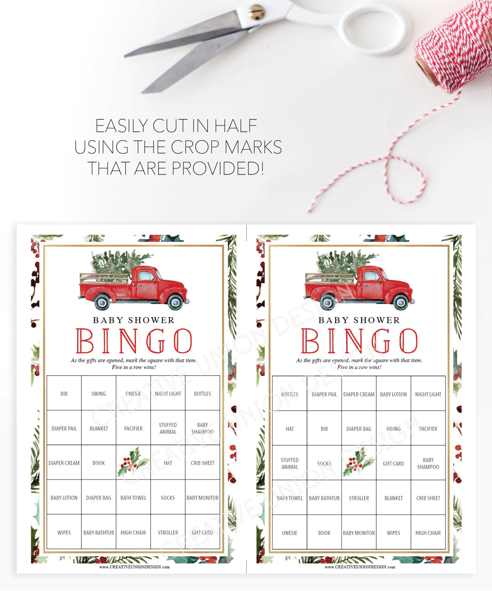 Baby Shower Bingo Cards Printable Games With Holiday | Etsy