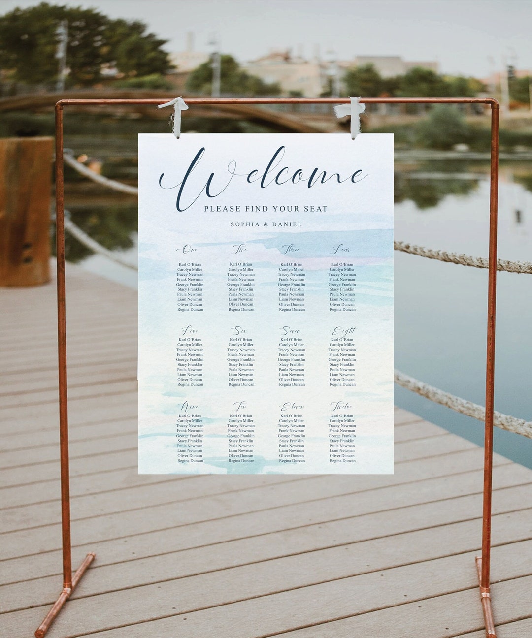 Minimal Beach Wedding Seating Chart, Editable Template, Table Seating ...